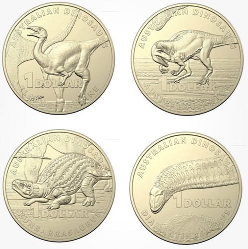 2022 Uncirculated Dinosaur One Dollar Australian Complete 4 coin Set of ...
