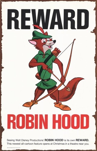 1973 Walt Disneys Robin Hood Movie Poster Print Little John Friar Tuck ...