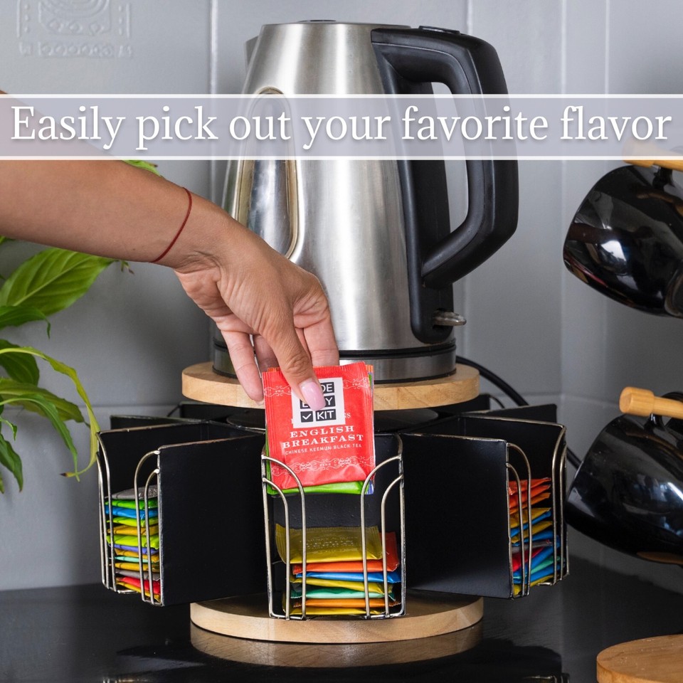 Made Easy Kit Metal Carousel Tea Bag Organizer and Kettle Stand | eBay