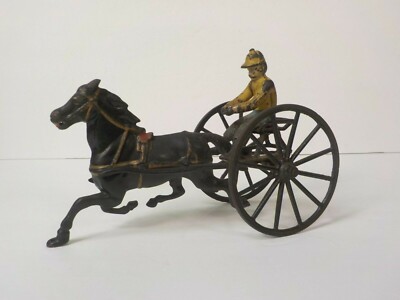 19th C. Cast Iron Trotter Horse Harness Racing Toy (Surrey & Rider) | eBay