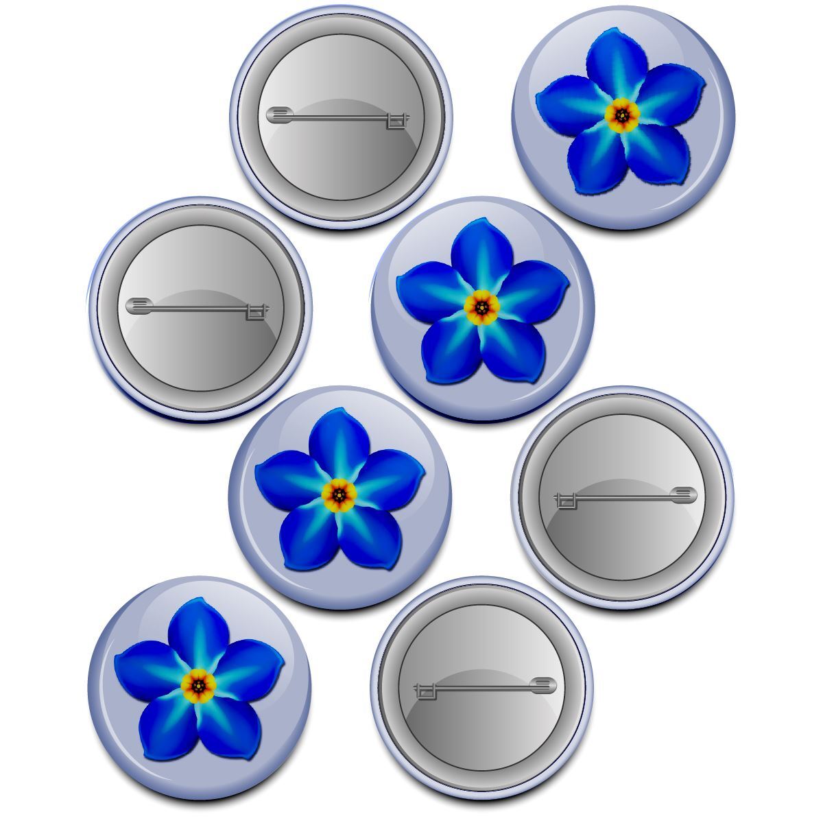 Forget Me Not Alzheimer's Dementia Awareness Badge 38mm (20 Pin Badges ...