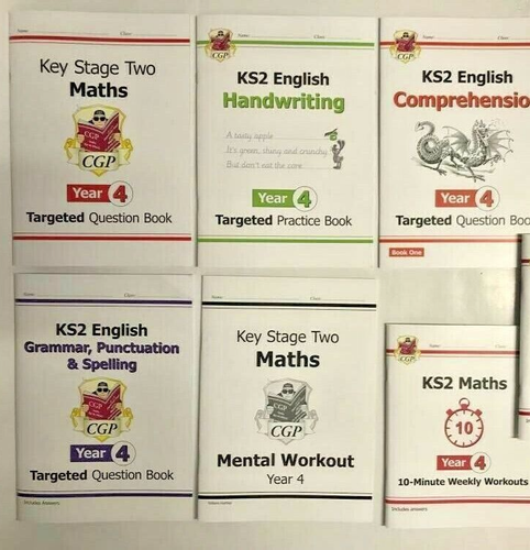 CGP Maths & English Learning Pack 6 Workbooks Home School Ages 8-9 ...