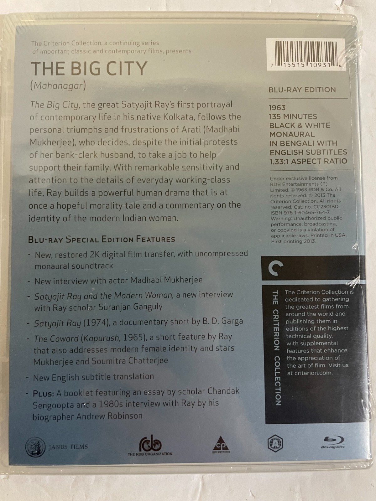 The+Big+City+%28Criterion+Collection%29+%28Blu-ray%2C+1963%29 for sale ...