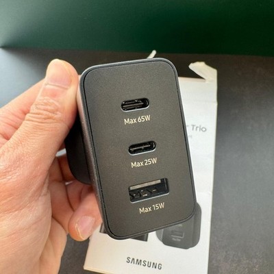 Official Samsung 65W Charger Super Fast 3 Pin UK Plug 2 USB-C 1 USB-A ...