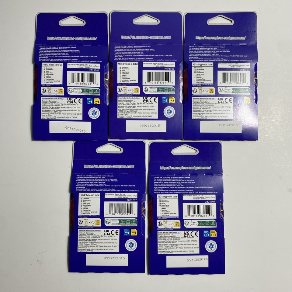 One Piece OP-14 Azure Sea' Seven Sleeved Booster Packs Lot of 5 ...