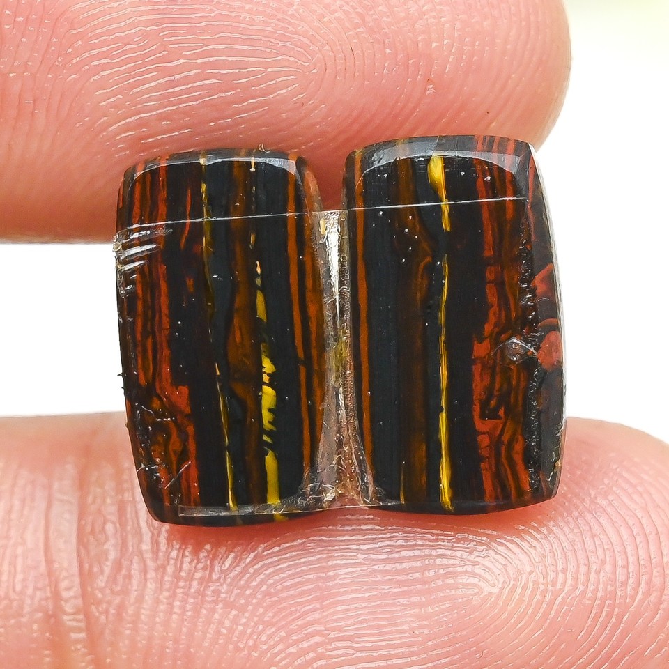 13.50Cts Natural Iron Tiger Cushion Pair Cabochon Loose Gemstone ...