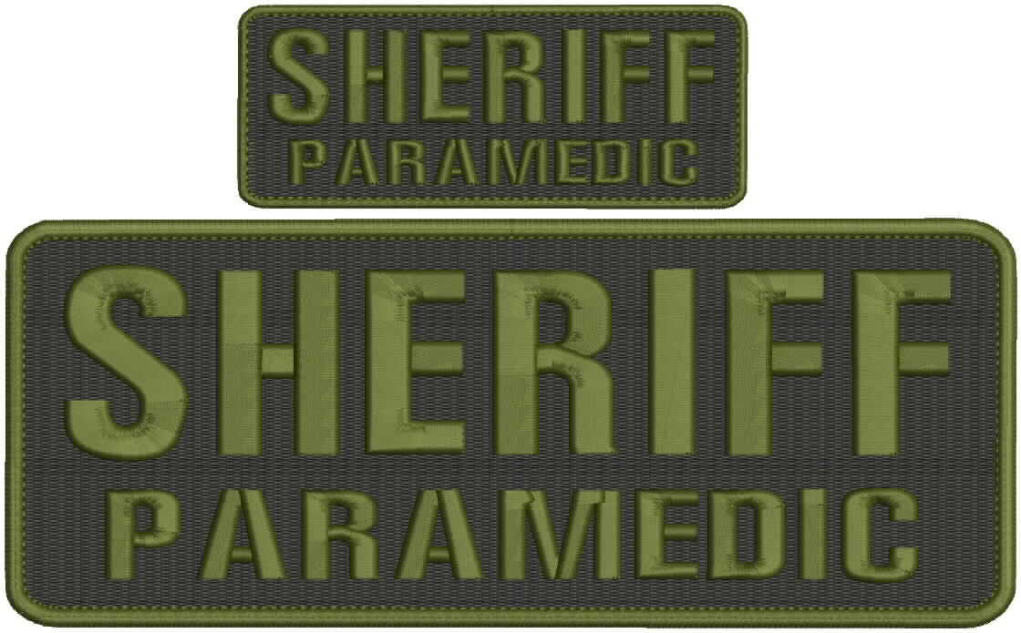 SHERIFF Paramedic embroidery patch 4x10 and 2x5 hook OD green border | eBay