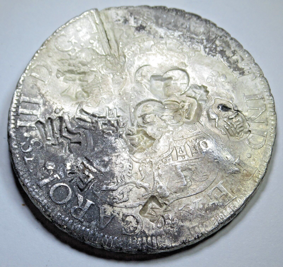 1769 Chopmarks Mexico Silver 8 Reales Spanish Colonial Pirate Pillar ...