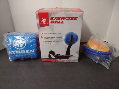 Athren 55cm Exercise Ball Blue + Pump - Yoga Stretch Back Sit Up ...