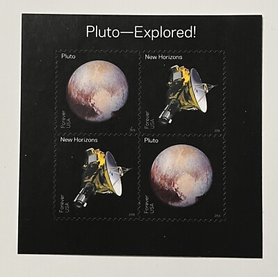 Pluto Explored Mint Self-Adhesive Miniature Sheet 4 Stamps 2016 USA ...