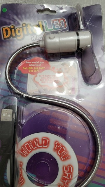 Deluxe Digital LED Message Fan USB 11 LEDs to Display up to 20 ...