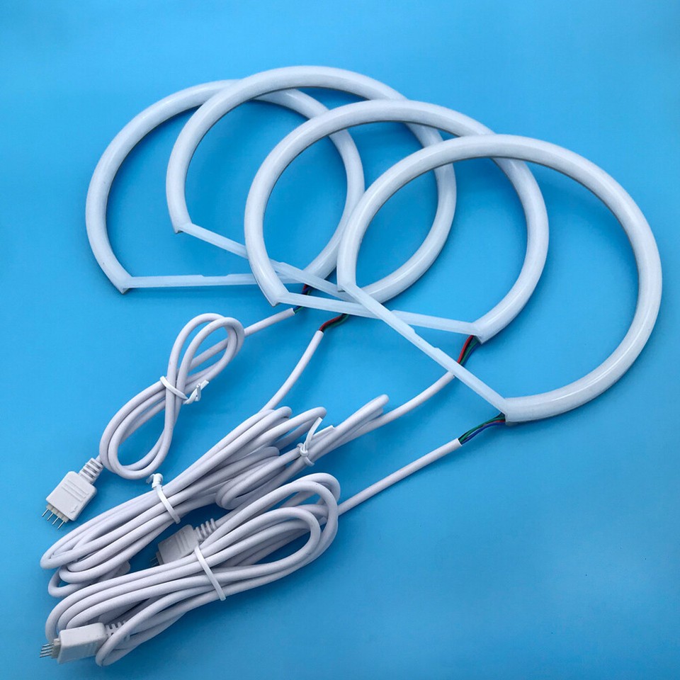 4x 131mm Cotton LED Denon Angel Eyes Halo Rings RGB for BMW E36 E38 E39 ...