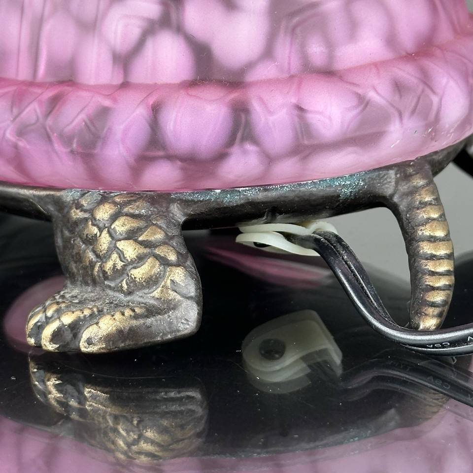 Vintage Turtle Accent Lamp – Pink Glass Shell, Metal Base – Night Light ...
