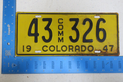 1947 47 COLORADO CO LICENSE PLATE TAG # 43-326 COMMERCIAL TRK TRUCK ...