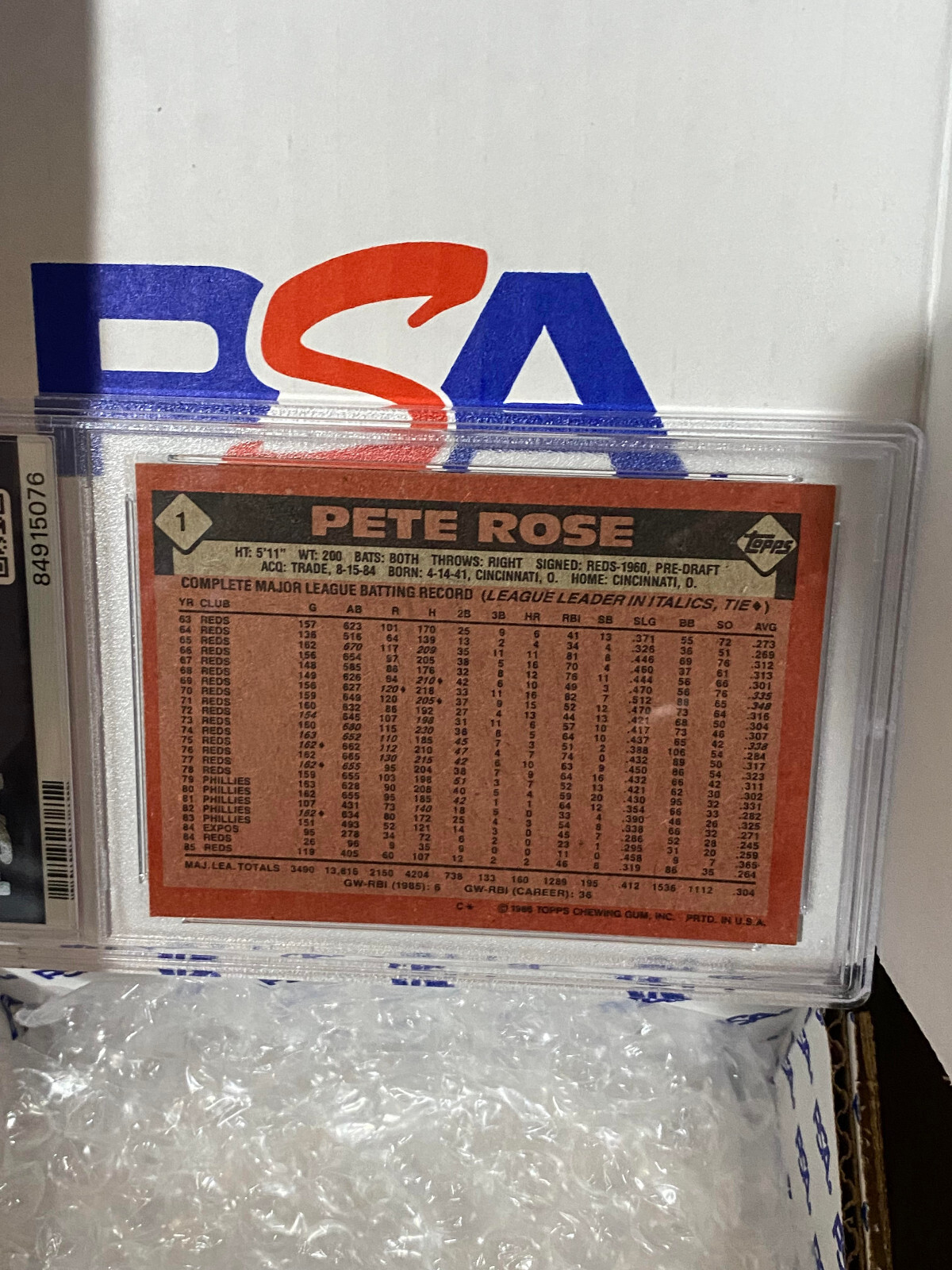 PSA 💎 Two Pete Rose Baseball Cards ⚾ 1975 Topps #320 & 1986 Topps #1 ...
