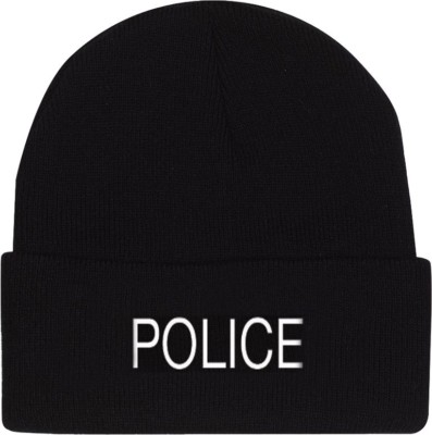 Black Acrylic Embroidered Police Watch Cap | eBay