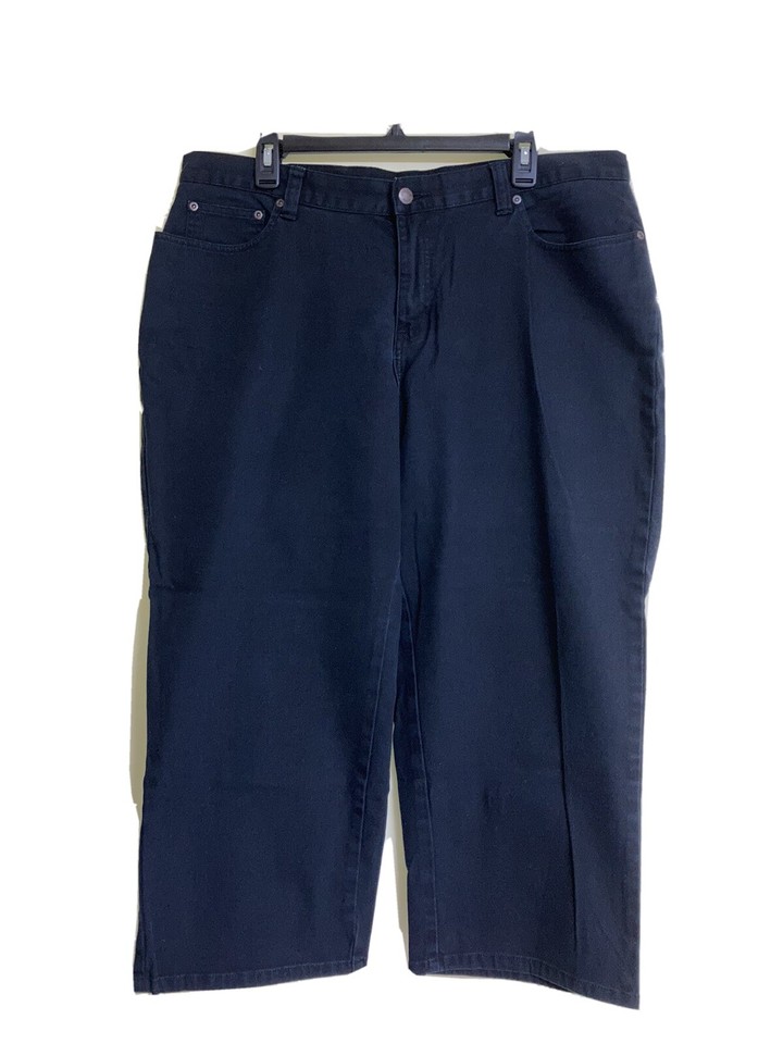 Women's Capri Jeans Lee Size 18 Black Denim Riveted By Lee 5-Pocket ...