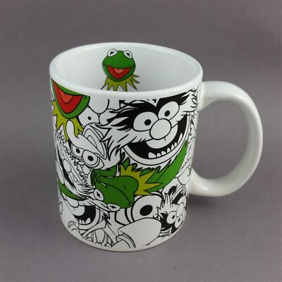 Disney Muppets Kermit Faces Mug Cup Black White Green Frog Collage ...