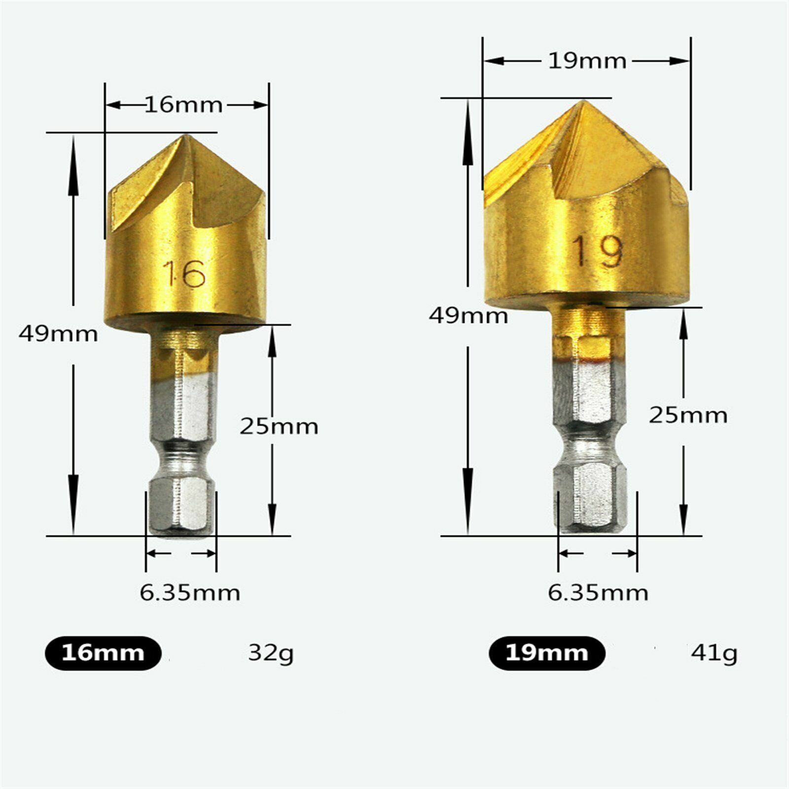 6Pcs Chamfer Countersink Deburring Drill Bit Crosshole Cutting Metal ...