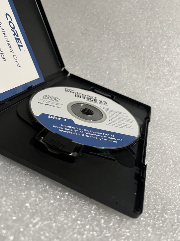 Corel Word Perfect Office X3 Standard Edition 3 Disc Set Windows XP PC ...