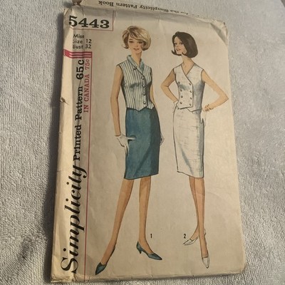 Vtg Simplicity 5443 Sewing Pattern Double Breast Weskit Blouse Skirt ...