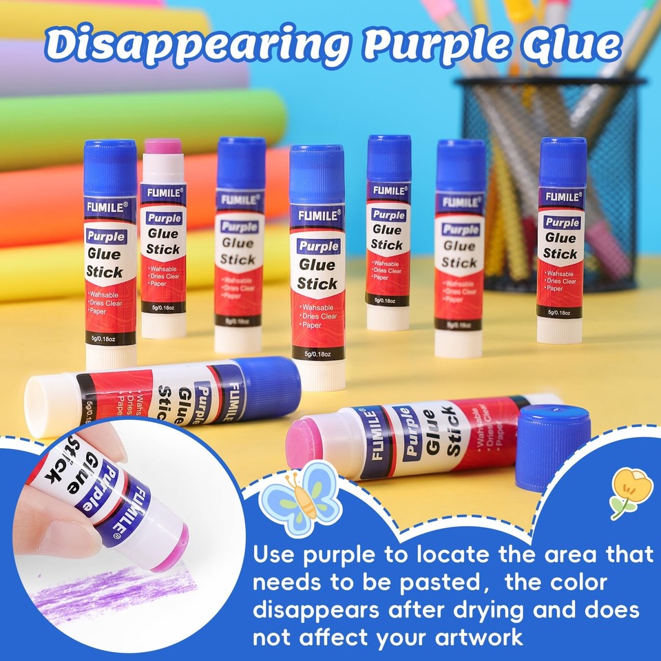 72 Pack Glue Sticks Bulk for Kids, Disappearing Purple Glue Sticks for ...