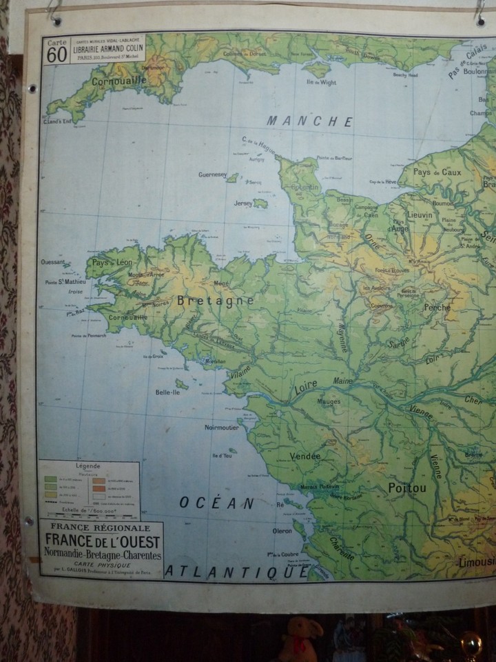 Carte scolaire La FRANCE DE L'OUEST Normandie Bretagne Charentes Armand ...