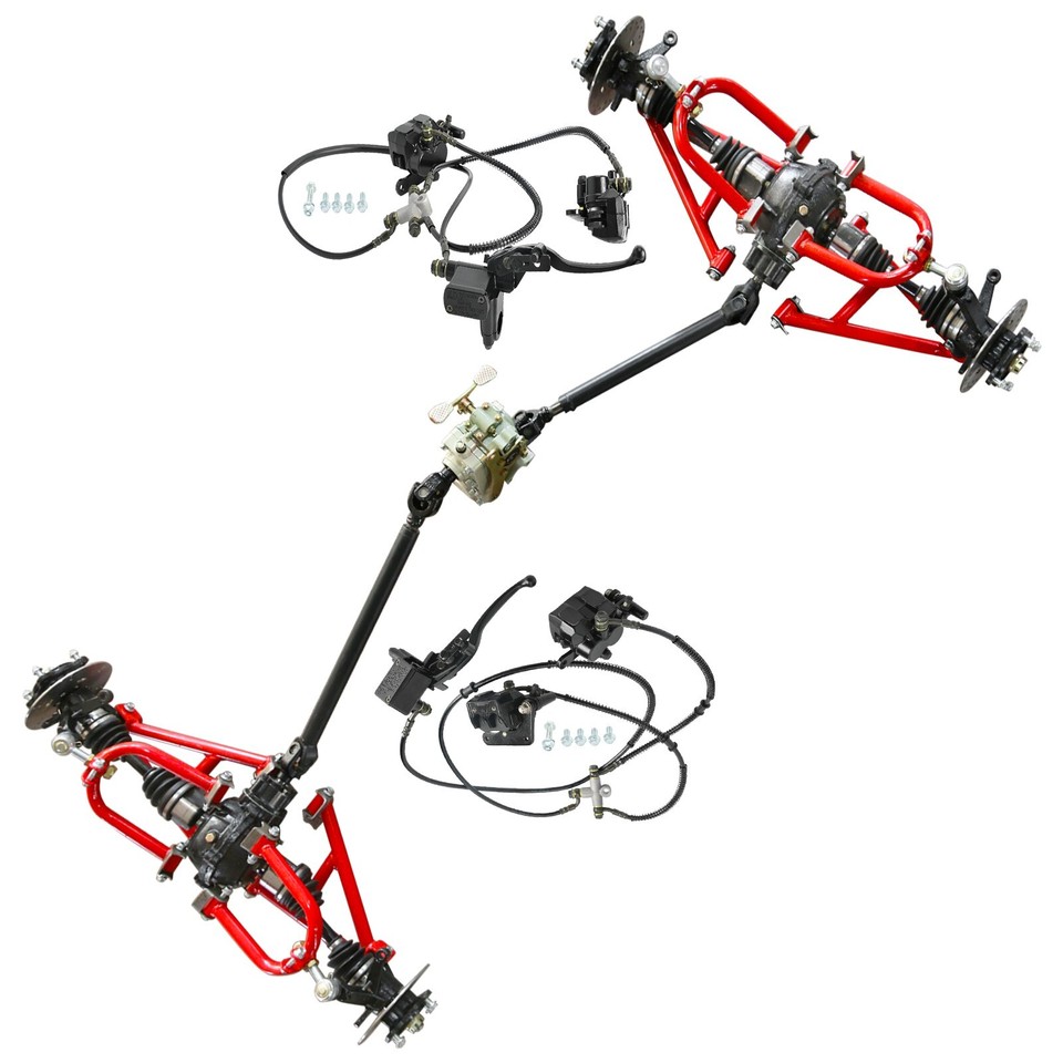 4 Wheeler Front+Rear Differential Drive Shaft CV Axle Kit Gear Box 7 ...