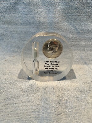 1967 US JFK Silver Half Dollar Acrylic Lucite Paperweight Hour Glass | eBay