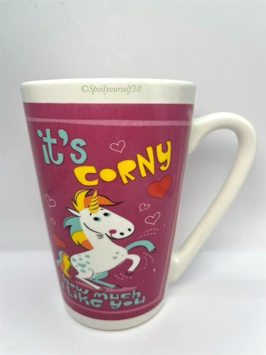 Unicorn "It's Corny How Much I Like You" With Hearts Ceramic Mug 14 oz ...