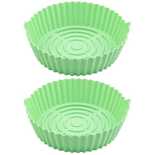 Set of 2 Silicone Bakeware Air Fryer Safe Baking Dishes Tray Round ...