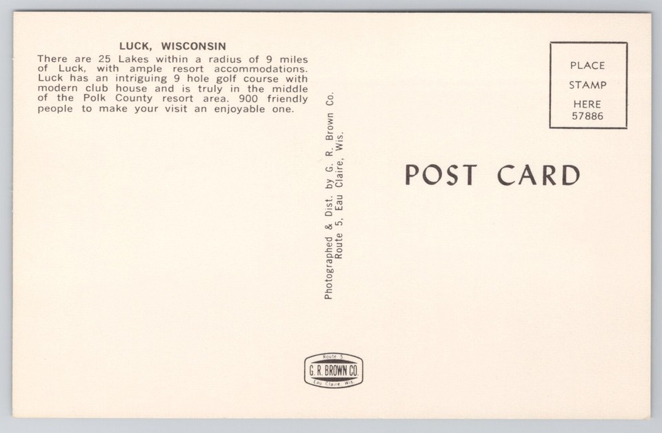 Greetings From Luck Wisconsin WI Street View 1960s Postcard Cars Coca ...