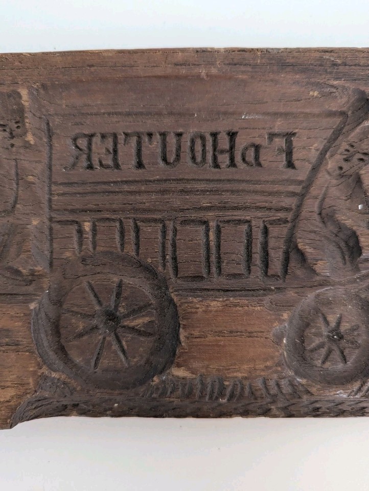 Hand Carved Primitive Wood Cookie Gingerbread Mold Cat Horse Carriage ...