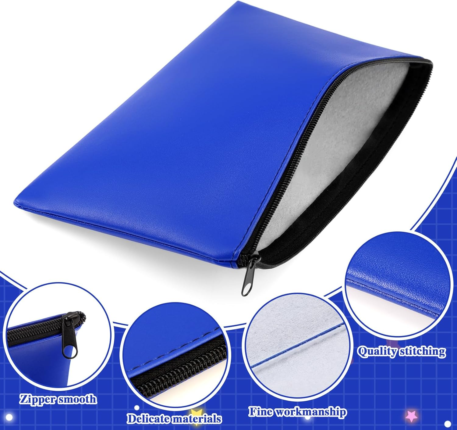 3 Pcs Money Bag with Zipper Bank Deposit Bag 11 x 6 Inch Security PU ...