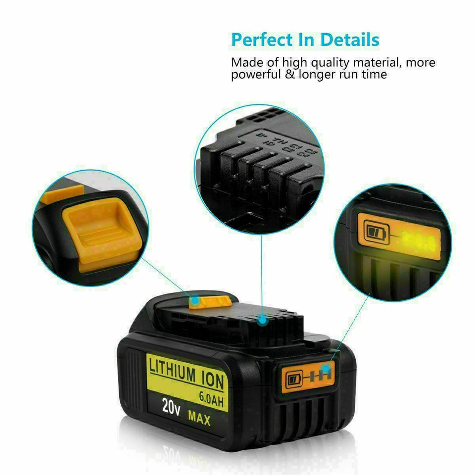 1～2Pack For Dewalt 20V 20 Volt Max 5AH Lithium Battery DCB206-2 DCB205 ...