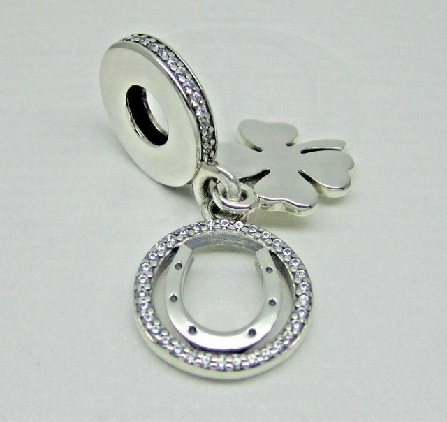 Genuine Pandora #792089CZ Lucky Day Shamrock Dangle Bead with Clear CZ ...
