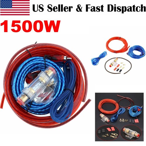 1500W 8GA Guage Car Audio Subwoofer Amplifier Wiring Kit Cable AGU FUSE ...