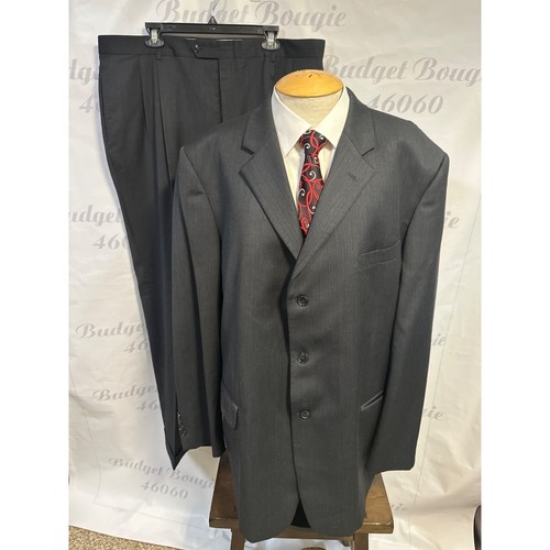 Jones New York Suit Mens Black Pinstriped 50R Three-Button Wool 40 31 ...