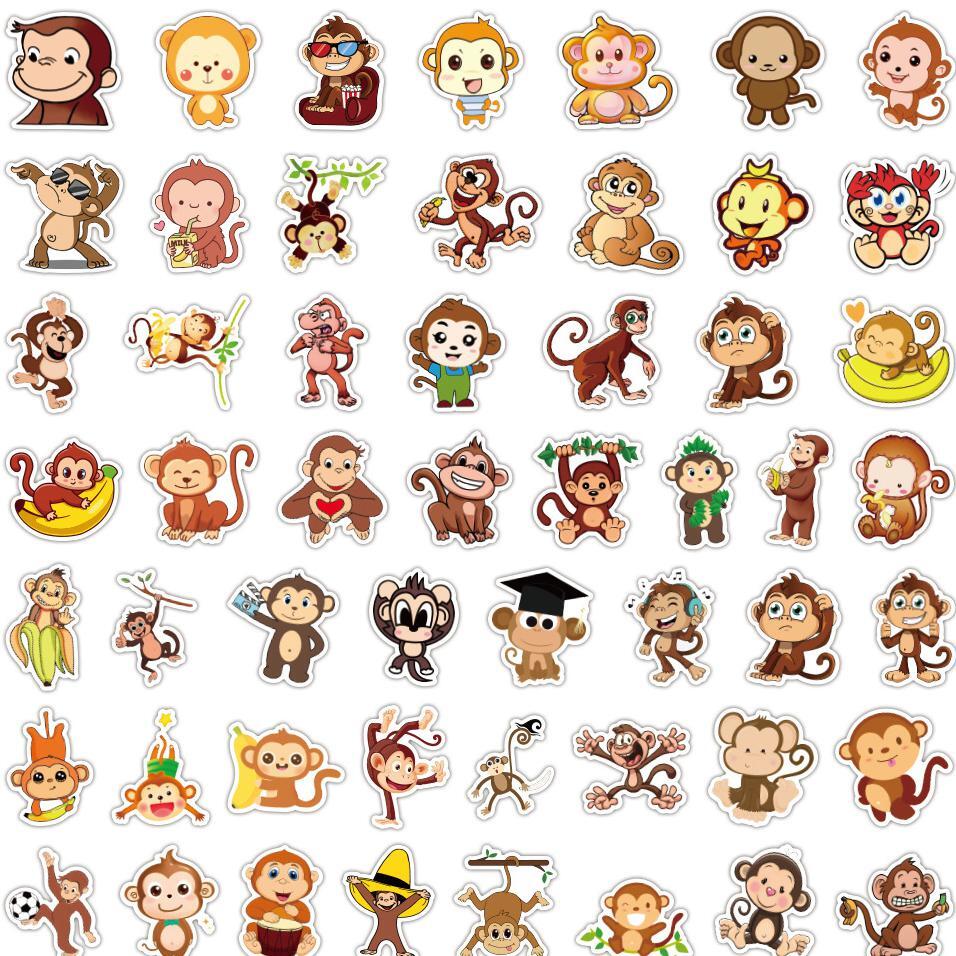 MONKEY Waterproof Stickers ~ Wild Exotic Jungle Animals ~ Removable ...
