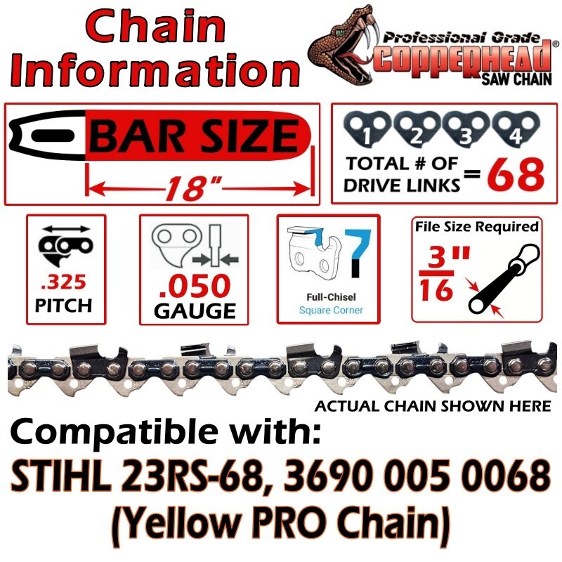 COPPERHEAD 18" PRO SAW CHAIN FOR STIHL 3005 008 7017 LIGHT 04 BARS ...