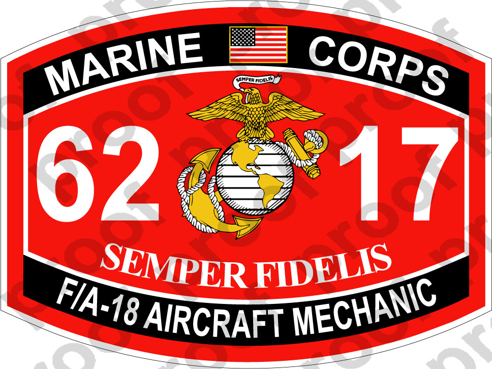 STICKER USMC MOS 6217 FA 18 AIRCRAFT MECHANIC ooo USMC Lisc No 20187 | eBay