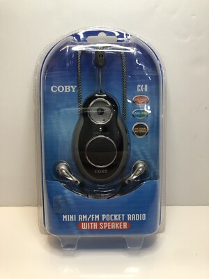 Coby Mini AM/FM Pocket Radio CX-8-NEW-With Speaker, Head Phones Sealed ...