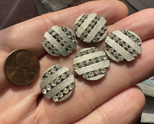 LOT (5) FANCY SILVER SPARKLE RHINESTONE CRYSTAL METAL LOOP SHANK ...