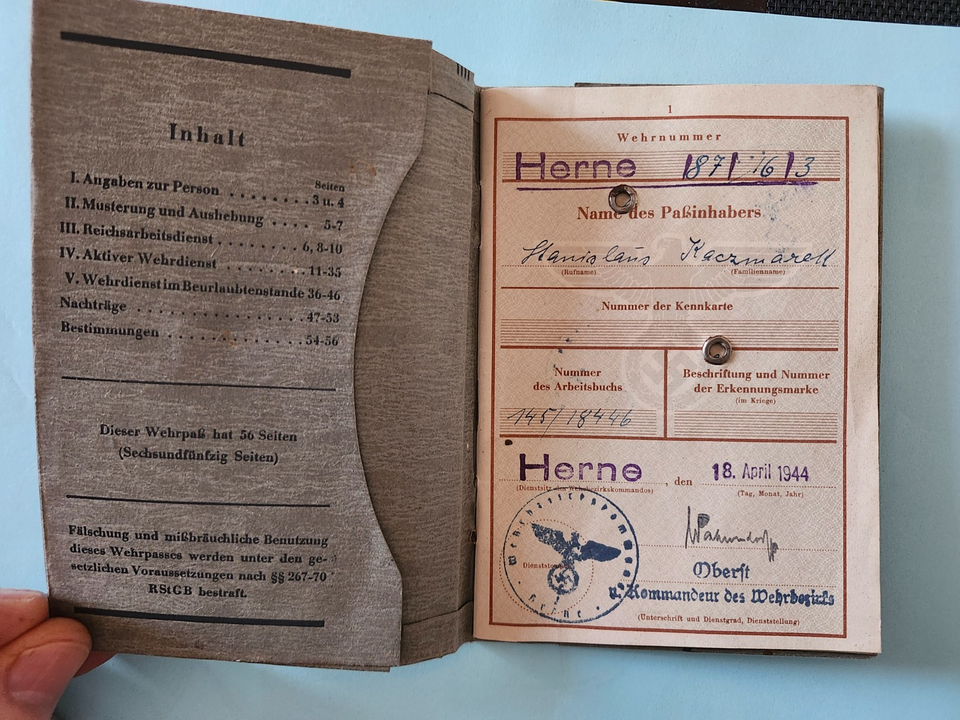WW2 Germany. Military ID Herne 1944 | eBay