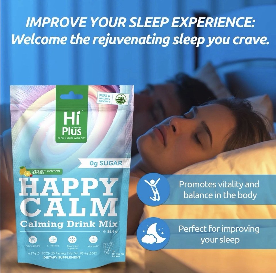 HiPlus Happy Calm Lemonade Calming Drink Powder With L-Theanine KSM-66 ...