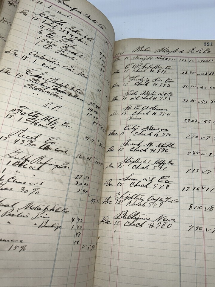 1921 Automobile Repair Shop Daily Ledger Western Maryland Railroad ...