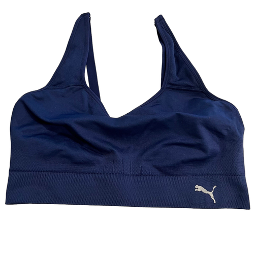 Puma Womens Sports T-Shirt Bra Size Large Navy Blue Adjustable Straps ...