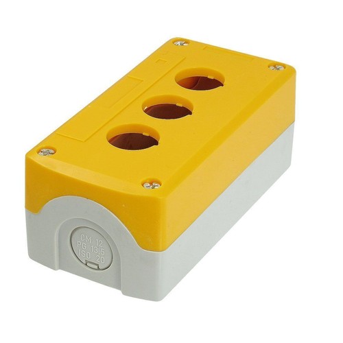 Yellow Gray Plastic 22mm Dia 3-Hole Push Button Switch Control Station ...