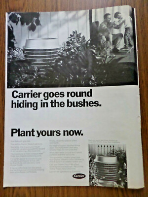1969 Carrier Air Conditioner Ad Goes Round Hiding in the Bushes | eBay