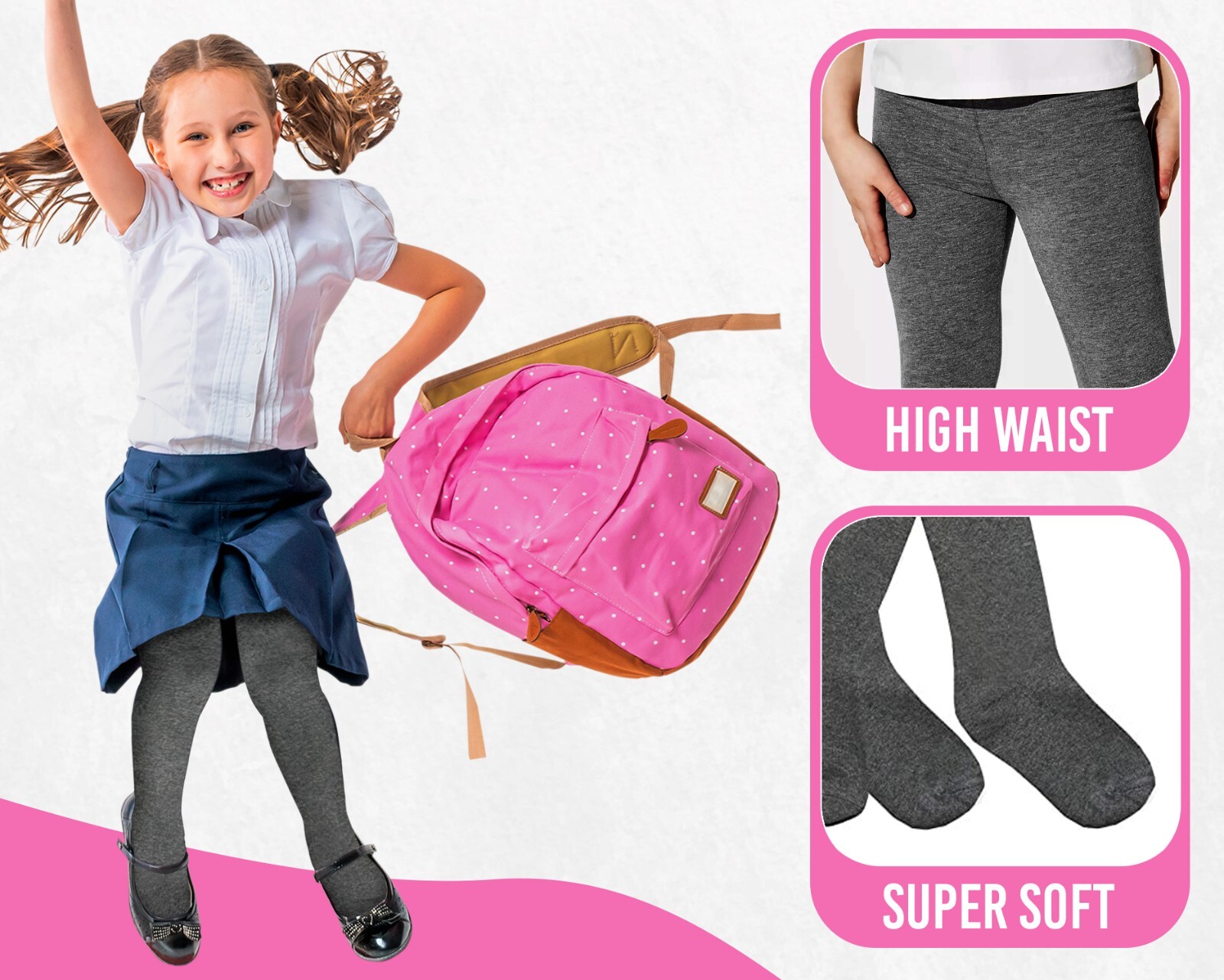 3 Pairs Girls Thick Warm Soft Cotton Rich School Uniform Tights Age 2 ...